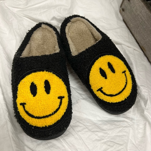 Shoes | Smiley Face Slippers Black | Poshmark